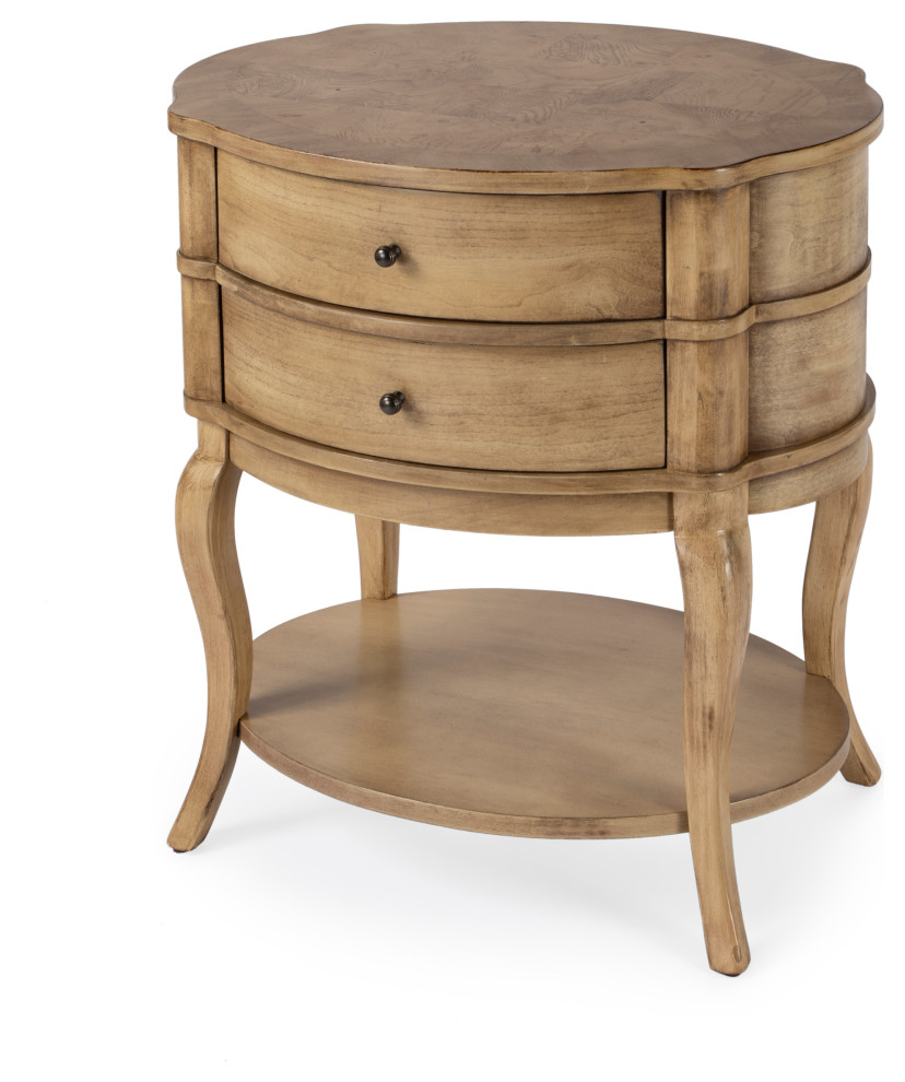 Jarvis Oval 2-Drawer Side Table - Traditional - Side Tables And End ...
