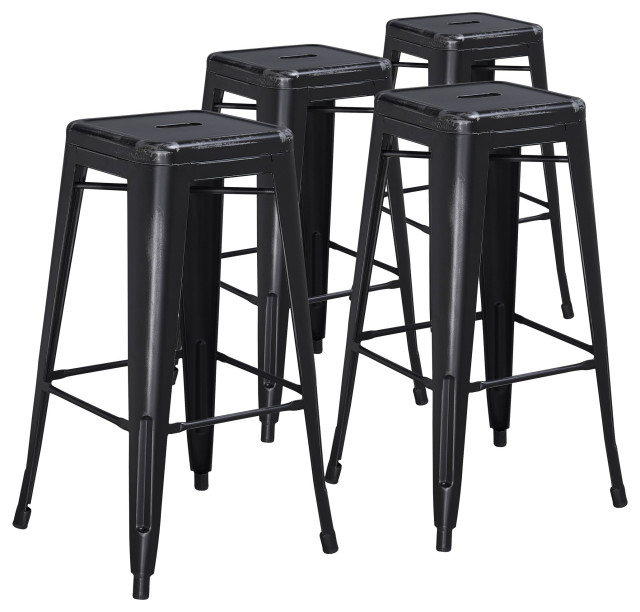 4 Pack Bar Stool, Steel Metal Frame With Drain Holes - Industrial ...