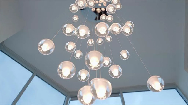 Orion 36 Light Floating Glass LED Chandelier, Round Canopy ...