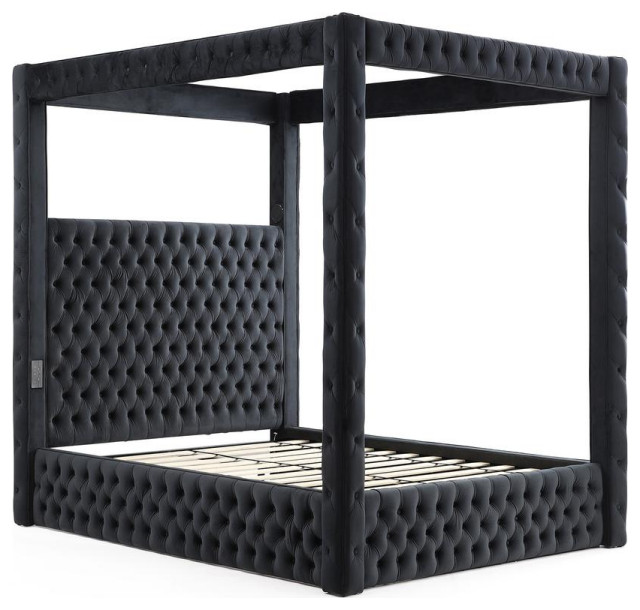 Dream Luxurious Velvet Canopy Bed with Speaker & USB Connection ...