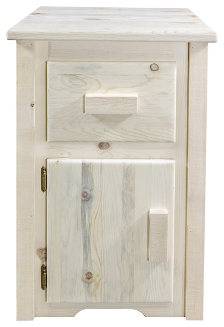 Homestead End Table with Drawer & Door, Left Hinged, Clear Lacquer ...