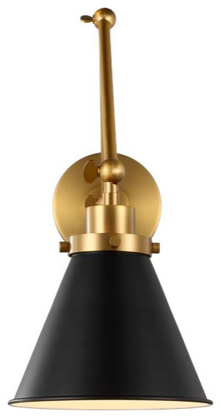 Generation Lighting Wellfleet CW1151MBKBBS Double Arm Cone Task Sconce ...