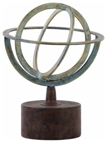 Metal Orb Dyson Sphere Design On Base, Blue, Small - Farmhouse ...