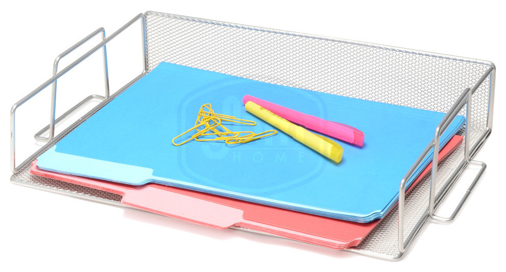Mesh Stackable Paper Tray, Silver - Traditional - Desk Accessories - by ...