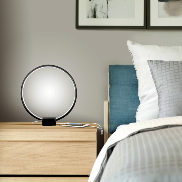 Brightech Circle - LED Modern Bedroom Nightstand Lamp - Super Bright ...