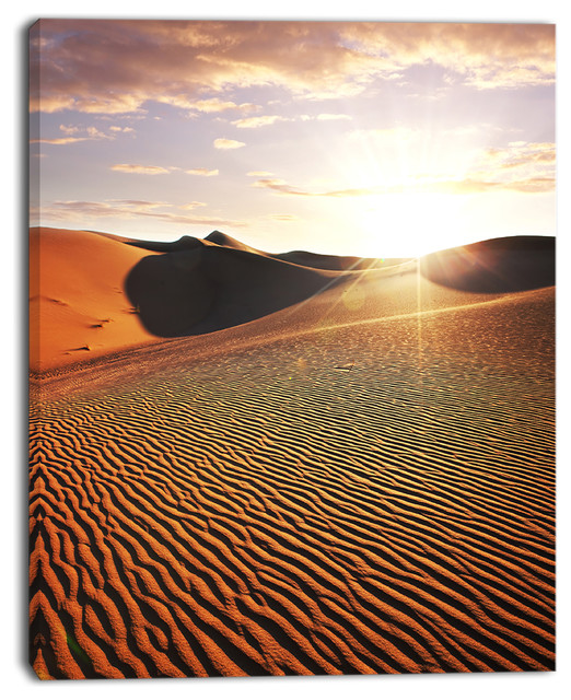 Sahara Desert At Sunset, Landscape Canvas Art Print, 12"x20"x1 ...