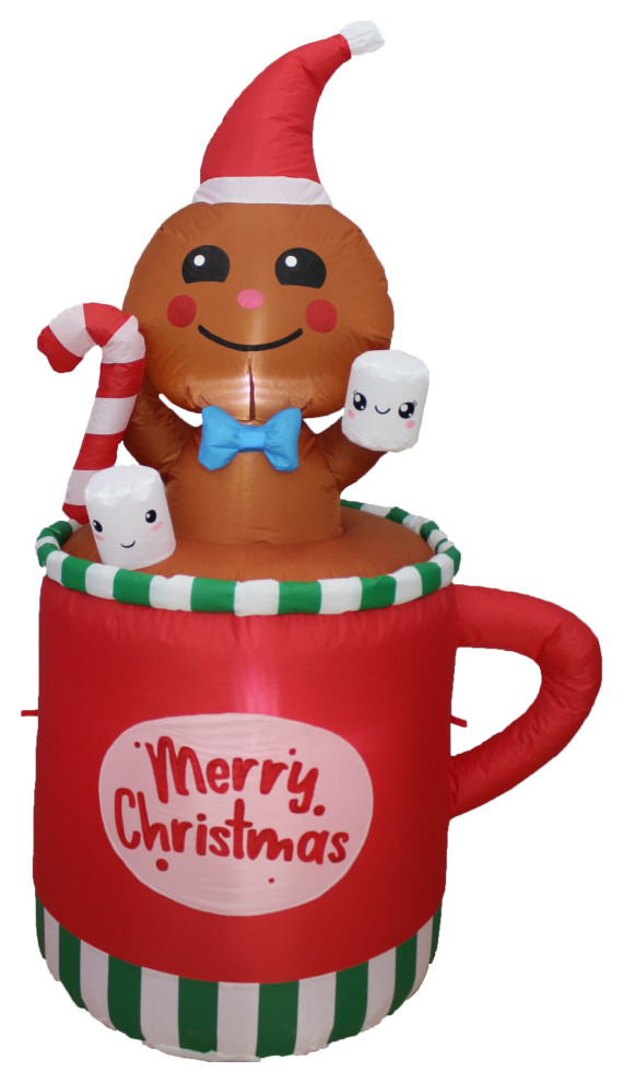 6' Tall Gingerbread Man Cocoa Marshmallow - Traditional - Outdoor ...