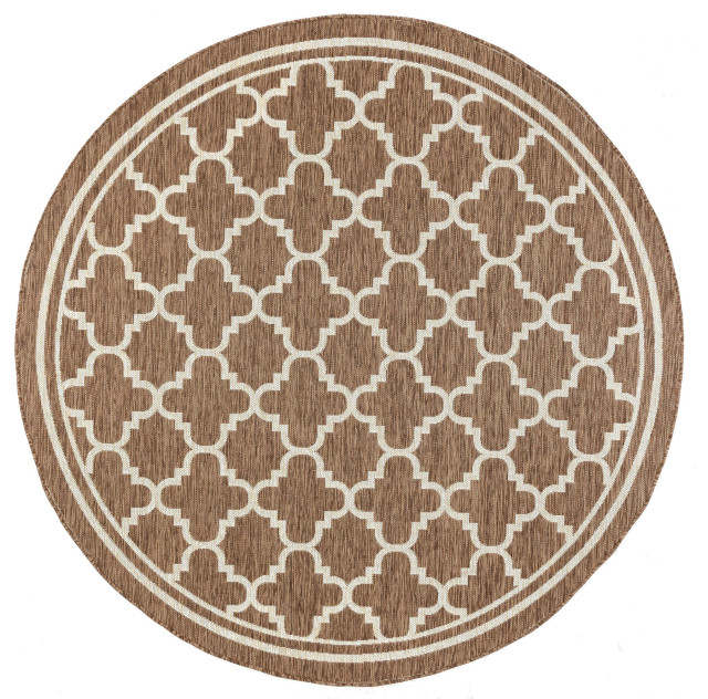 Shaila Transitional Geometric Indoor/Outdoor Area Rug, 8' Round ...