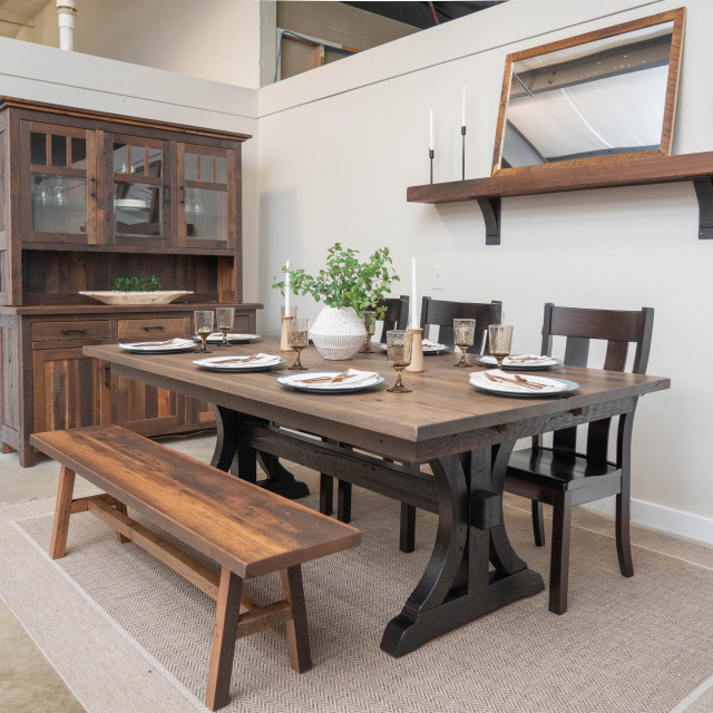 Wexway Rustic Farmhouse Dining Table, 48"x84", 2 End Extensions ...