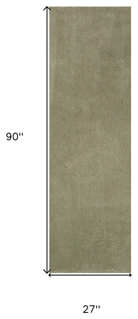 8' Runner Sage Green Hand Woven Runner Rug - Contemporary - Hall And ...