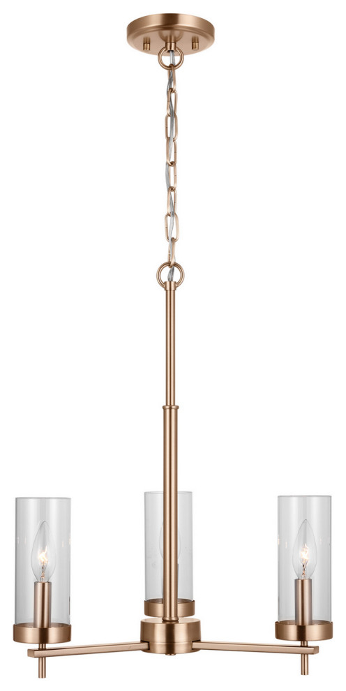 Zire 3-Light Chandelier, Satin Brass - Transitional - Chandeliers - by ...
