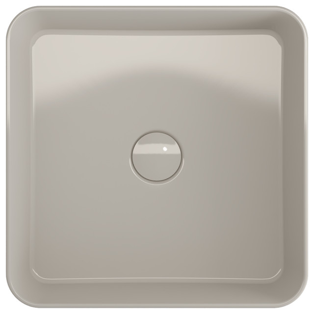 Sottile Square Vessel Fireclay 15.25 in. with Matching Drain Cover in ...