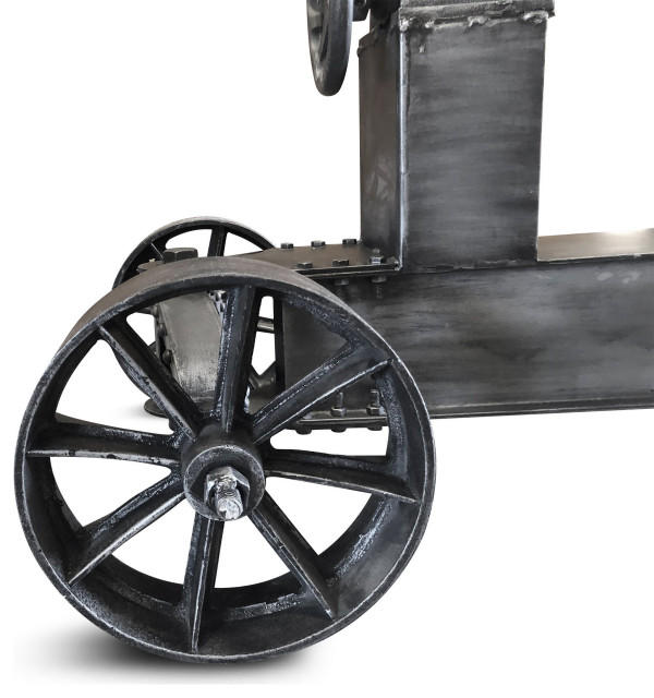 Industrial Trolley Table Desk Base - Iron Wheels - Adjustable Height ...