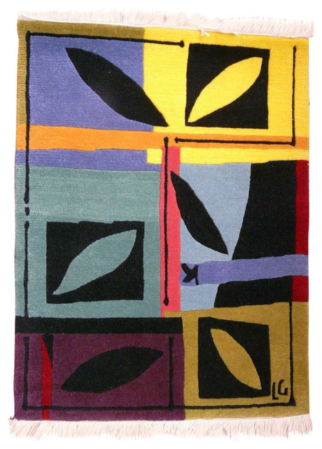 Artist Designed Contemporary Hand Knotted Wool Nepali Rug, 96"x120 ...