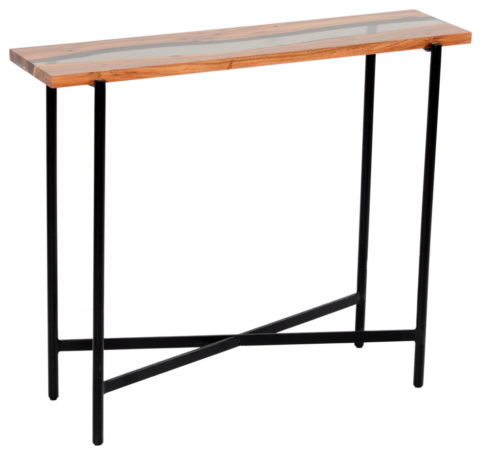 Rivers Edge 36" Acacia Wood and Acrylic Narrow Console/Entryway Table ...