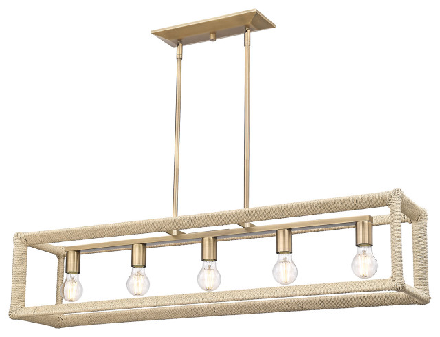 Kimber 5-Light Linear Pendant, Modern Brass - Beach Style - Kitchen ...