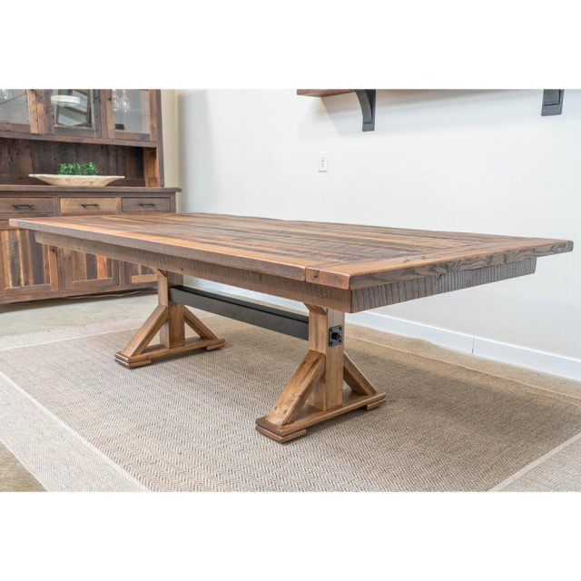 Arlington Farmhouse Barnwood Dining Table, 42"x84" - Rustic - Dining ...