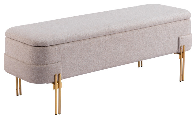 Josie Storage Bench Oatmeal Beige - Contemporary - Accent And Storage ...