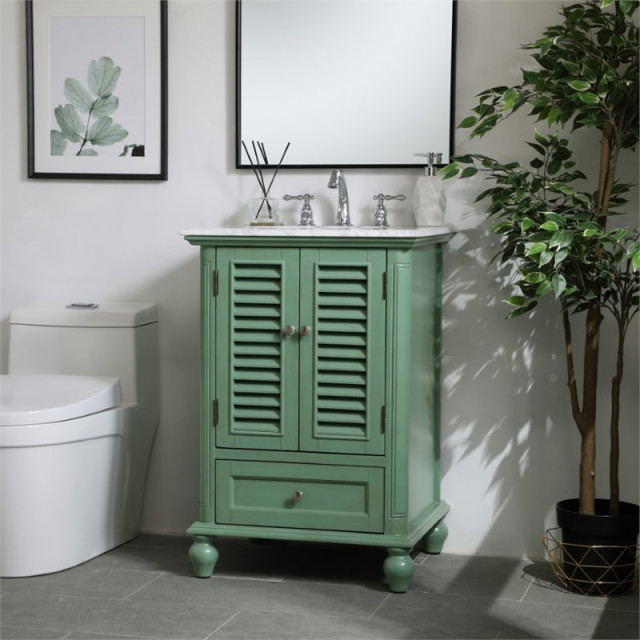 Elegant Decor Rhodes 19" Single Marble Top Bathroom Vanity in Vintage ...