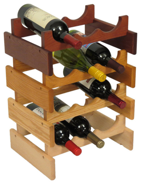 Wooden Mallet Dakota 1 Tier 4 Bottle Wine Rack in Mahogany, 2 Tier - 8 ...