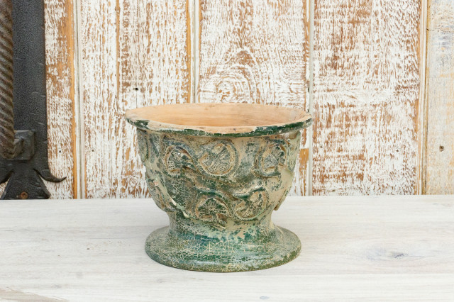 Antique Glazed Asian Floral Ceramic Pot - Asian - Indoor Pots And ...