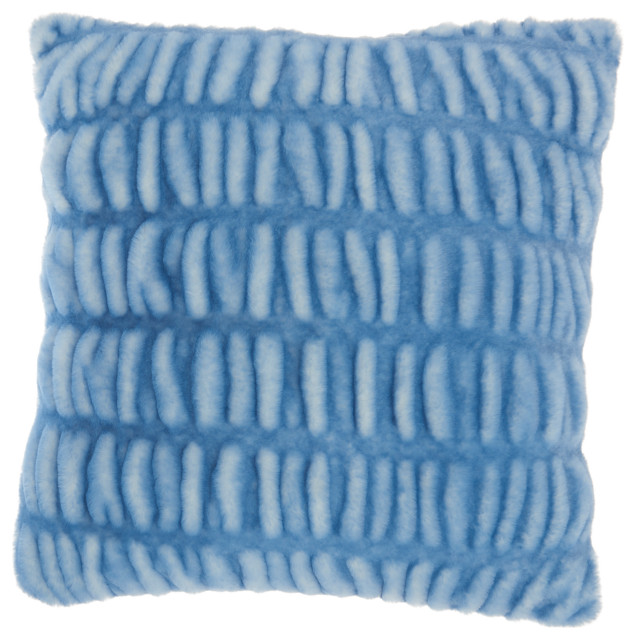 Nourison Home 20"x20" Faux Fur Ruched Rabbit Ocean Throw Pillows, 20 ...