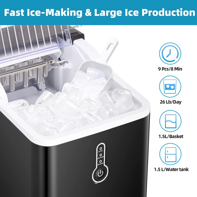 Countertop Ice Maker Machine, 9 Cubes Ready, 8 Minutes, Quick Ice ...