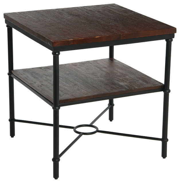 Saratoga Rustic Solid Wood and Iron End Table - Industrial - Side ...