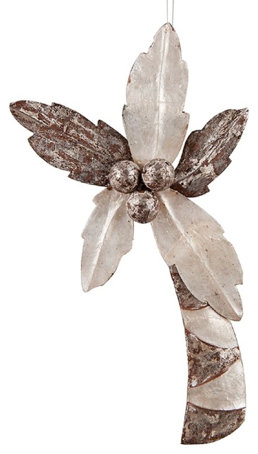 Shimmery Silver Color Palm Tree Capiz Shell Christmas Holiday Ornament ...