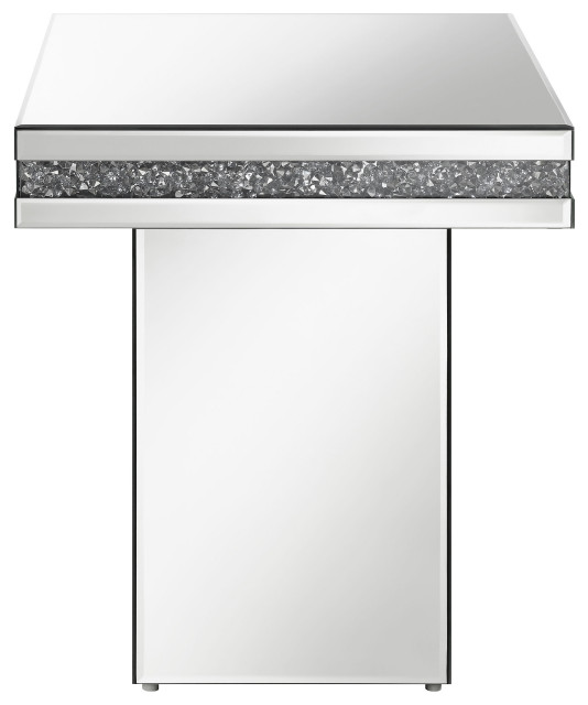 Elora Pedestal Square Top Accent Table Mirror - Contemporary - Side ...