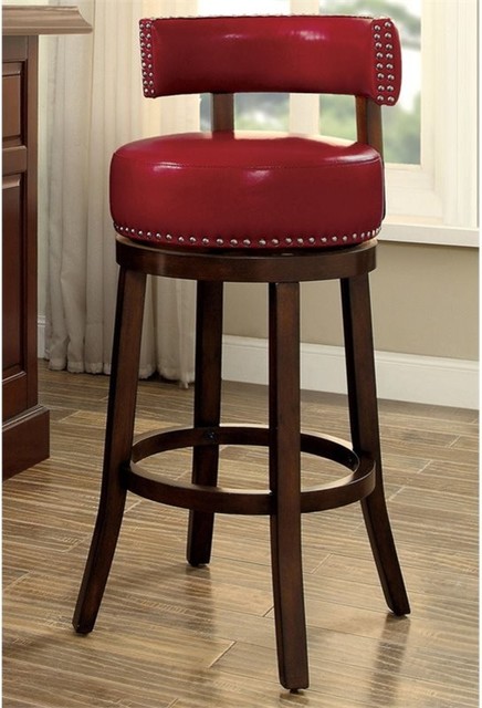 Furniture of America Tendel Faux Leather 29-inch Bar Stool in Red (Set ...