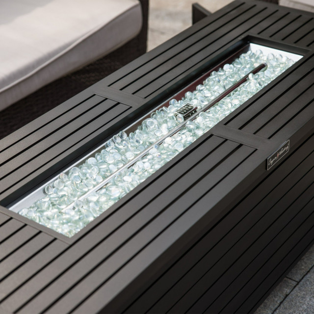 Rectangular Steel Outdoor Fire Pit Table with Control Panels ...