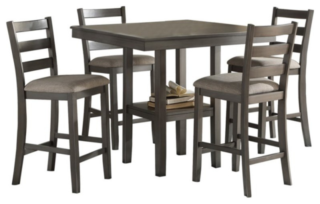 Lexicon Sharon 5 Piece Wood Counter Height Dining Set in Gray ...