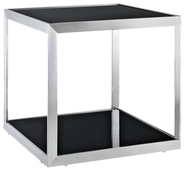 Modern Contemporary Living Room Glass Box Side Table Black ...