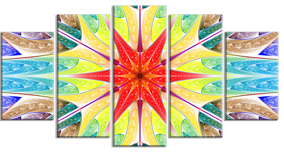 Beautiful Colorful Stained Glass, Multipanel Abstract Wall Art Canvas ...