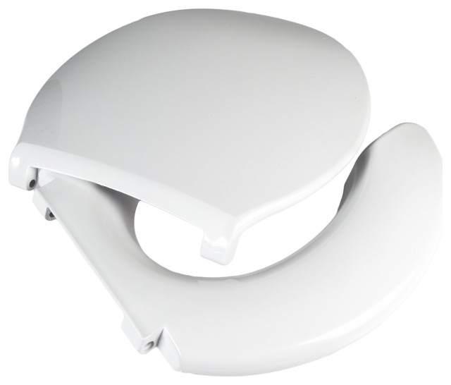 Open Front Toilet Seat With Cover, White - Contemporary - Toilet Safety ...