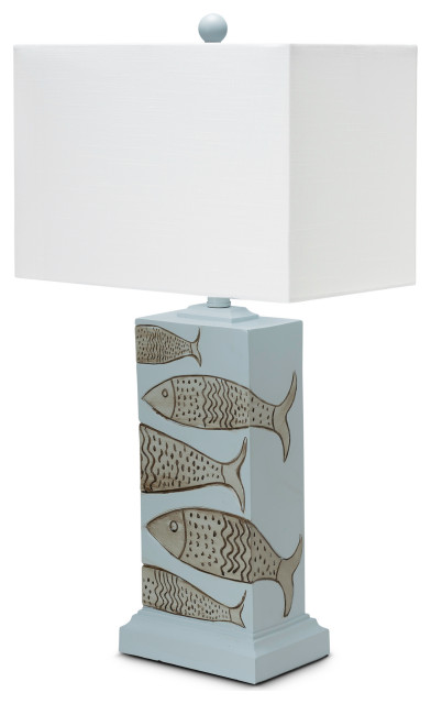 Pompano 28" Polyresin Coastal Fish Table lamp, Set of 2 - Beach Style ...