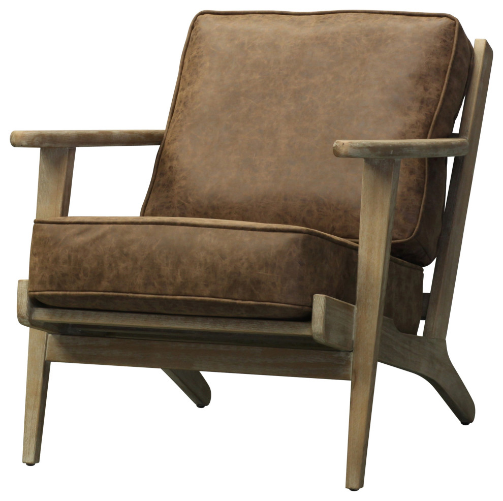 Grant Accent Chair Brushed Smoke Frame, Nubuck Chocolate - Midcentury ...