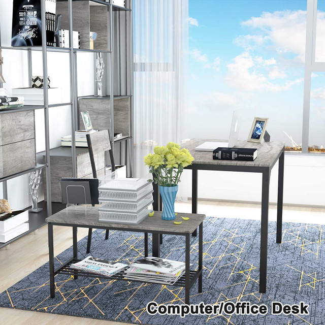 Dining Table Set for 4/Computer Desk,Kitchen Table with 2 Chairs and a ...