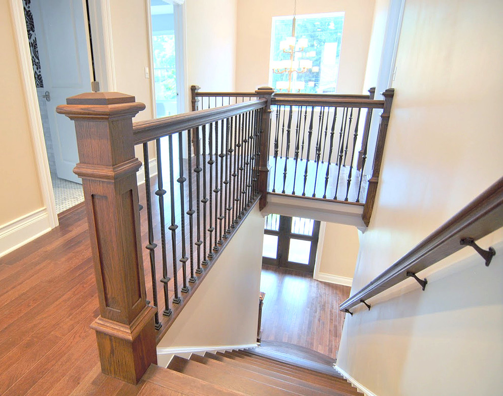 Box Newels and Gothic Iron Balusters - Traditional - Staircase - Other ...