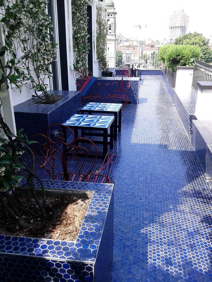 Contemporary blue mosaic balcony - Contemporary - Balcony - Miami - by ...