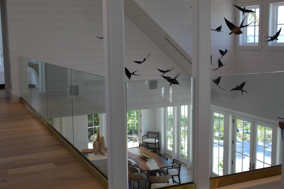 Glass Balustrade with Aluminum Base Rail Finished with Satin Brass ...