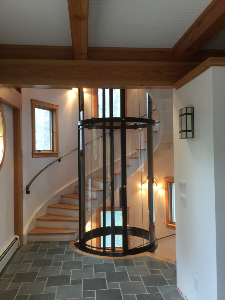 Round Acrylic Home Elevator Incorporated into Staircase - Craftsman ...