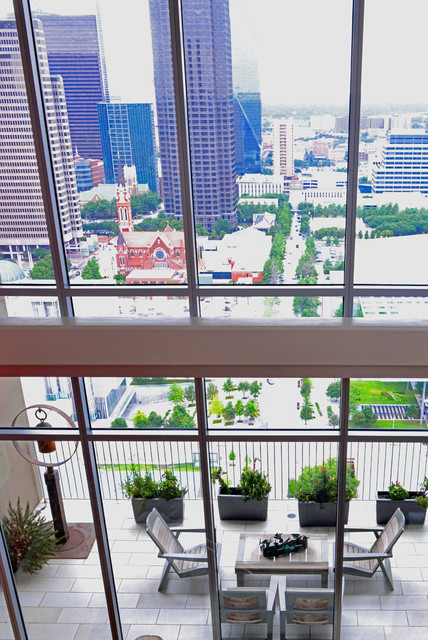 Two-Story Windows Looking Over Dallas Arts District - Contemporary ...