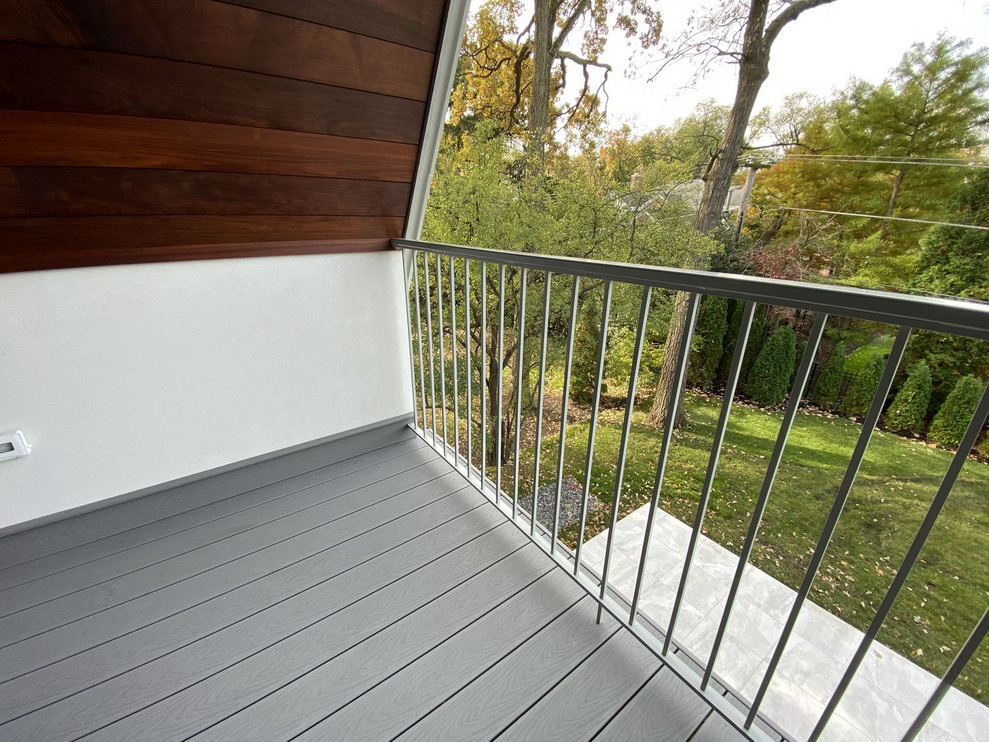 White Oak Stairs with Polished Stainless Steel Balusters - Balcony ...
