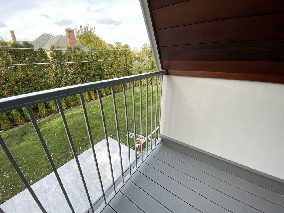 White Oak Stairs with Polished Stainless Steel Balusters - Balcony ...