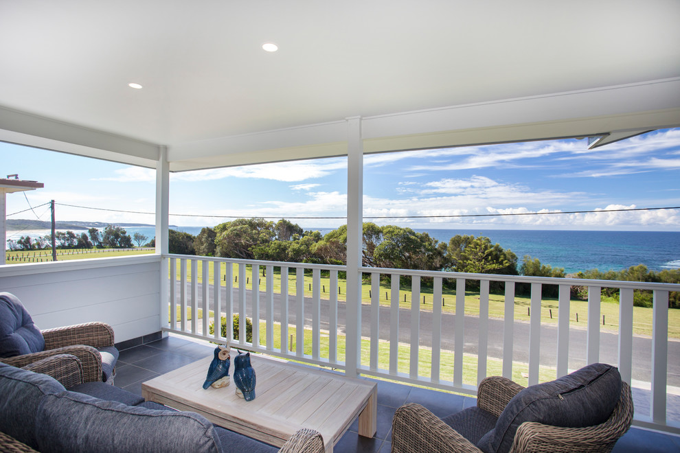 Hamptons Inspired Waterfront Home with a Twist - Beach Style - Balcony ...