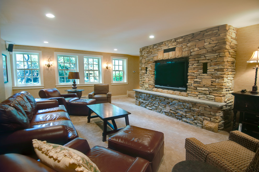 Addition Family Room & Basement Remodel - Traditional - Basement ...