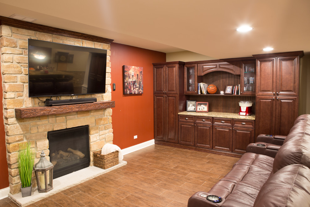 Arlington Heights Family Basement Renovation - Traditional - Basement ...