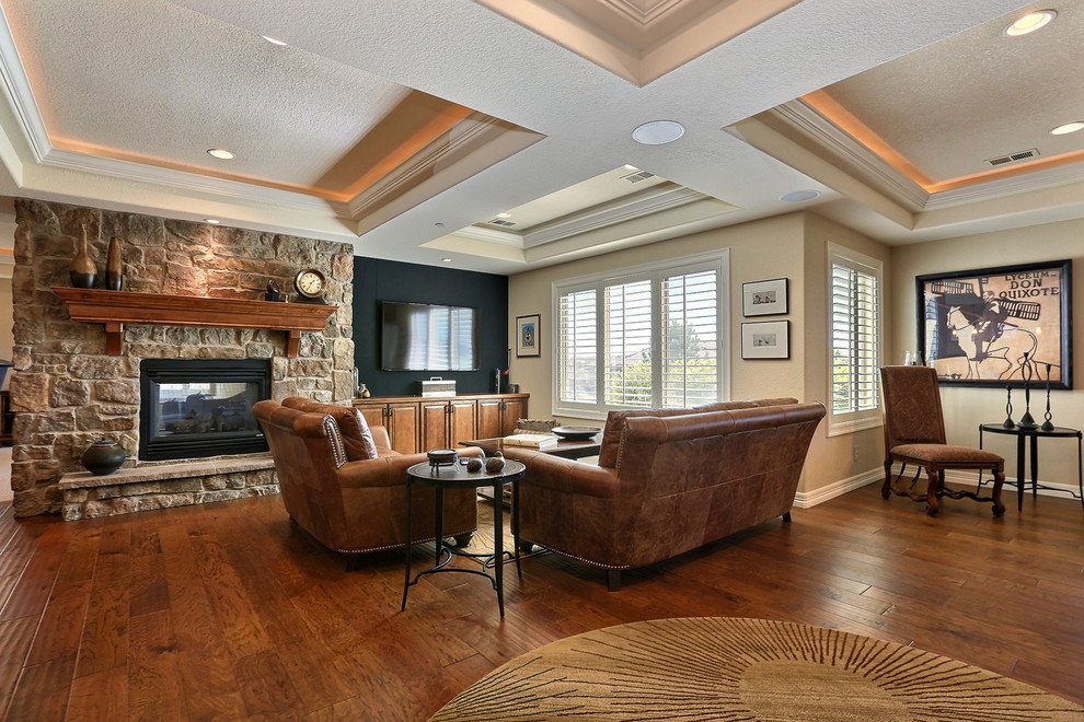 Artisan Castle Rock Basement with custom wood accent home bar ...